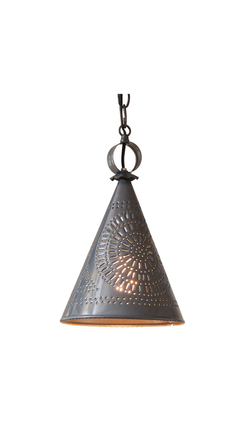 "STURBRIDGE" PENDANT - Punched Tin Witch's Hat Cone Down Light - Southwestern - Pendant Lighting ...