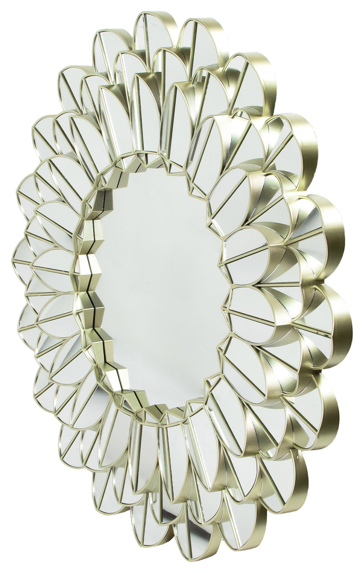 31" Champagne Gold Sunflower Round Wall Mirror - Contemporary - Wall ...