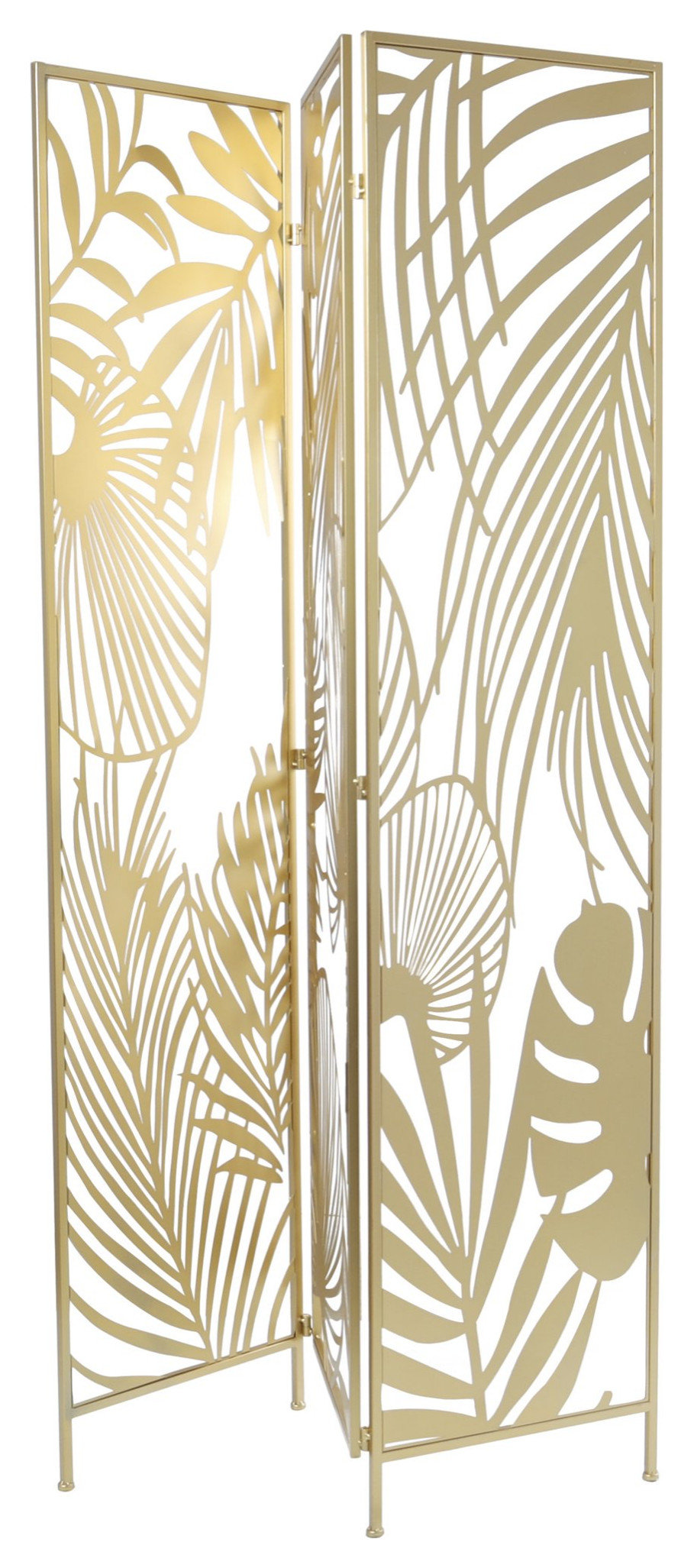Classic Room Divider, Metal Frame With 3 Panels & Botanical Pattern ...