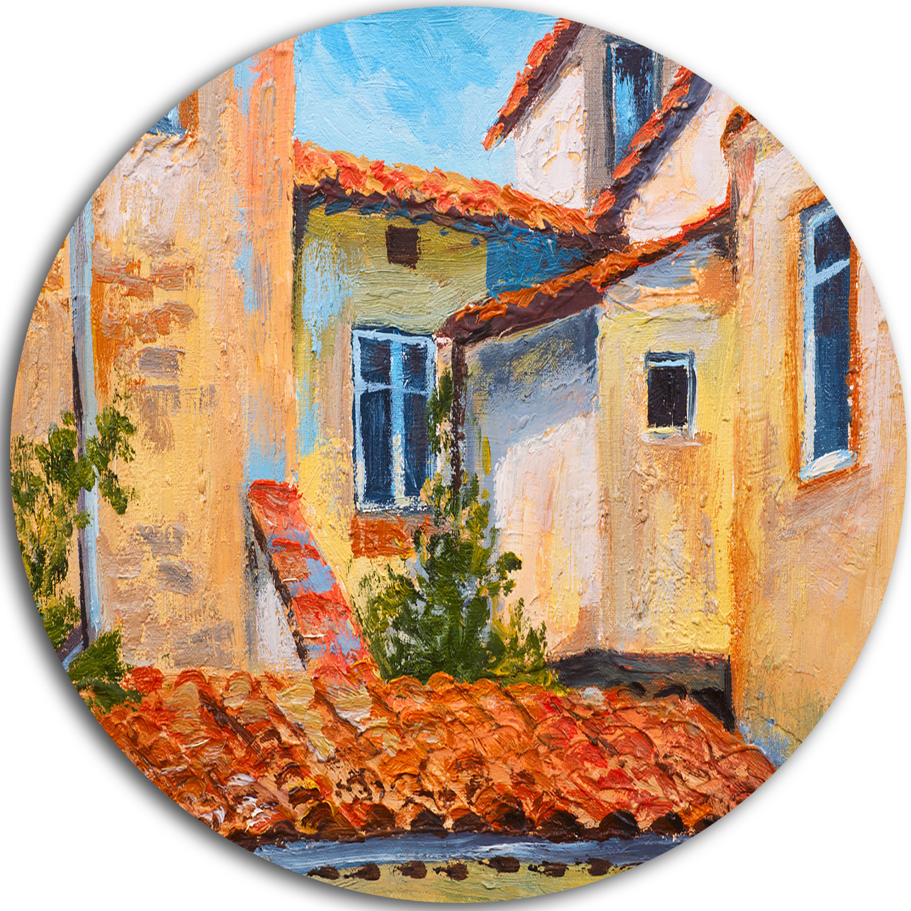 European Rooftops, Cityscape Round Wall Art, Disc of 36 inch ...