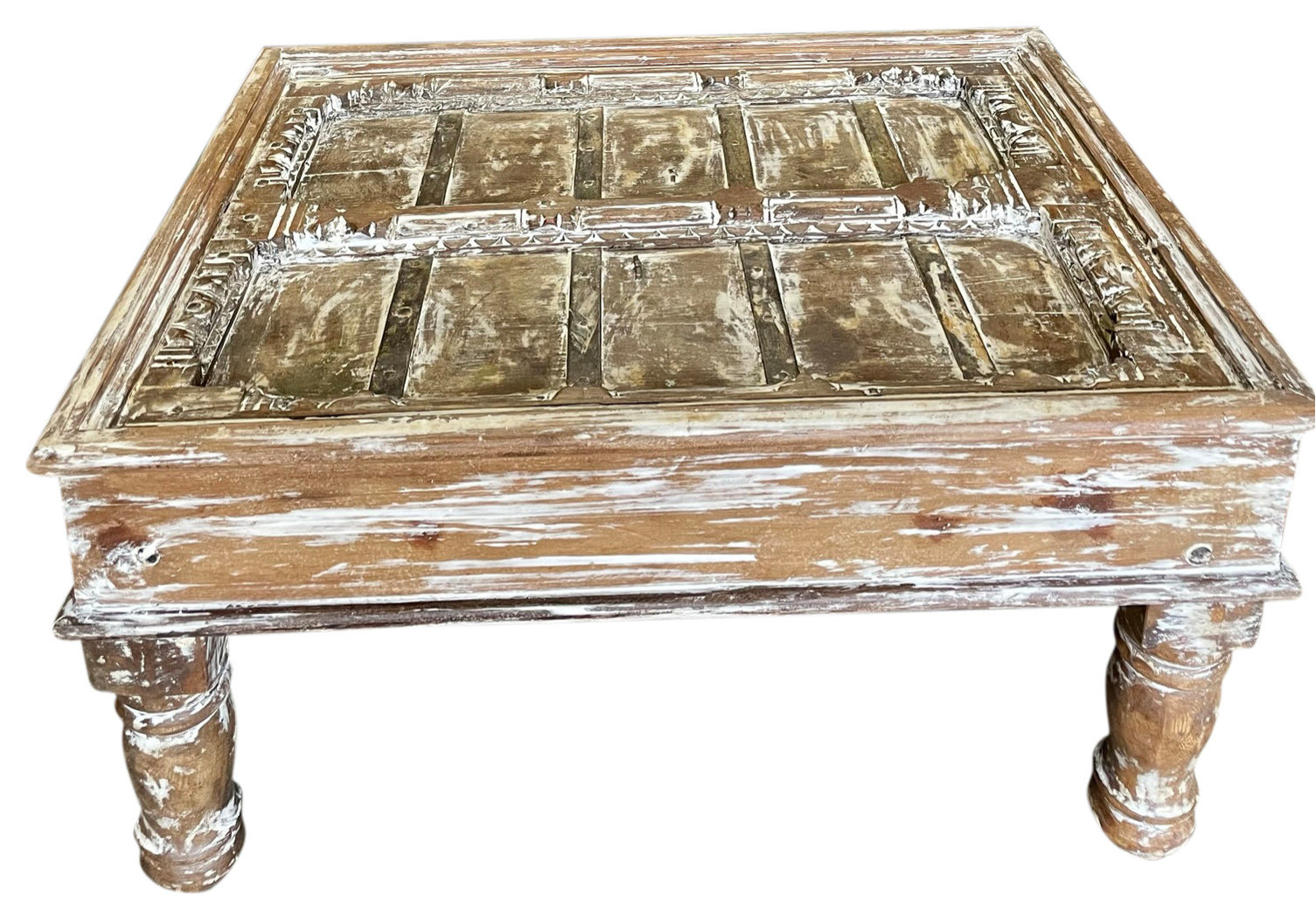 Consigned Vintage Coffee Table Rustic Modern Whitewash Chai Tables ...
