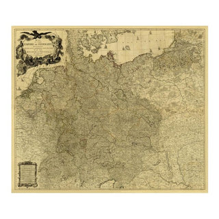 "Map of the Empire of Germany, 1790 - Tea Stained" Paper Art, 32"x28 ...