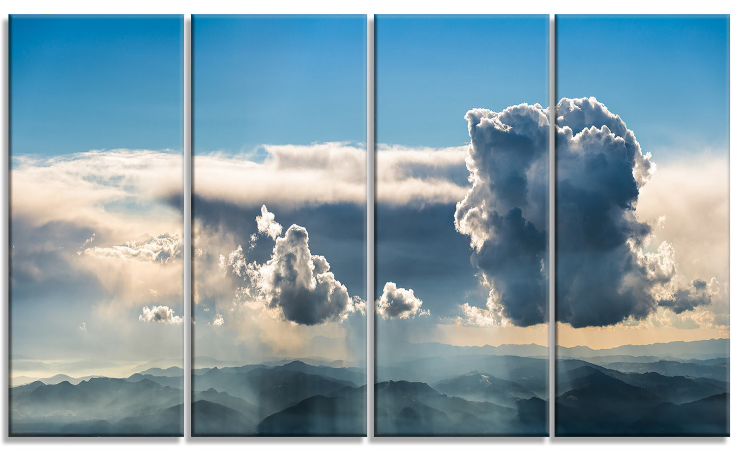 "Heavy Clouds in Sky Panoramic View" Metal Wall Art, 48"x28" 4 Panel ...
