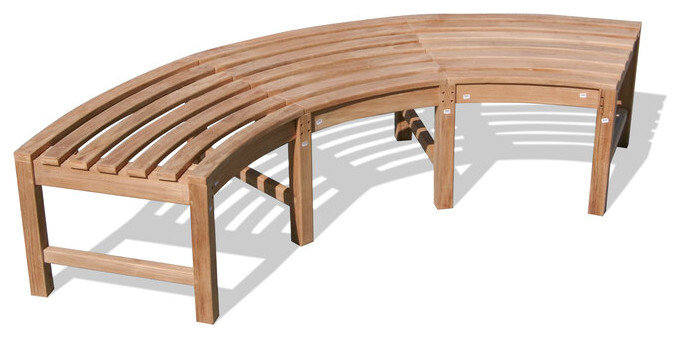 76" Curved Teak Backless Bench, Makes 1/2 Circle, "S", or Full Circle ...