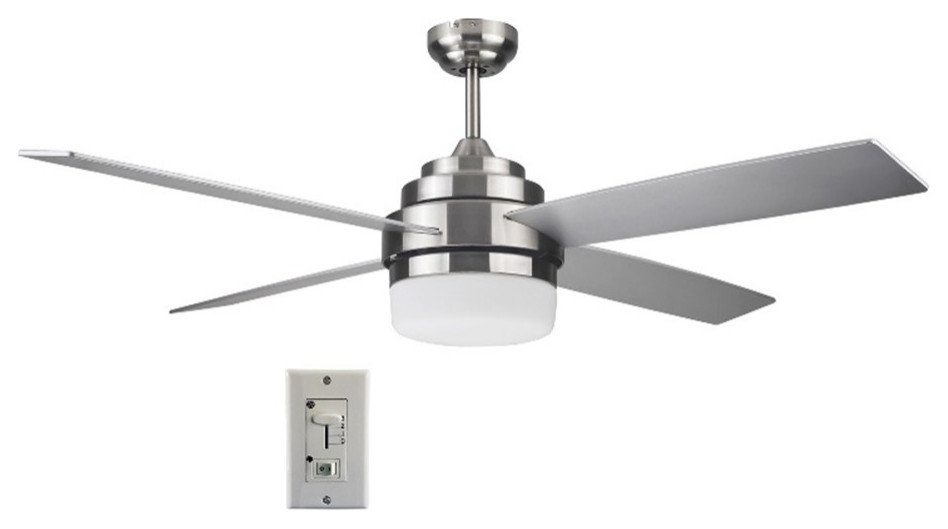 Cali 52-Inch LED Silver Stainless Steel Ceiling Fan in Brushed Nickel ...
