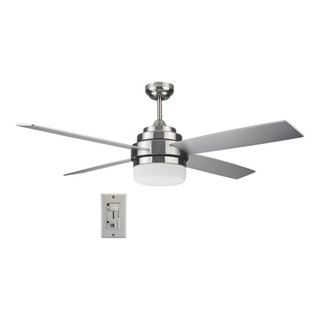 Cali 52-Inch LED Silver Stainless Steel Ceiling Fan in Brushed Nickel ...