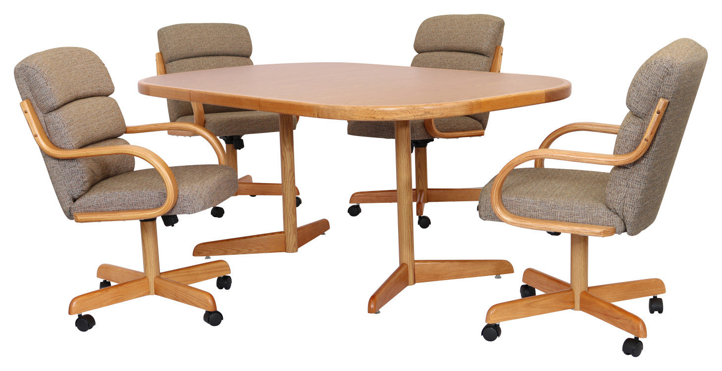 5-Piece 42x[54/72] Caster Dining Set Laminate Table Top & Pewter Caster ...