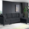 Nala Black Fabric 97" Wide Reversible Sectional Sofa, Cupholders ...