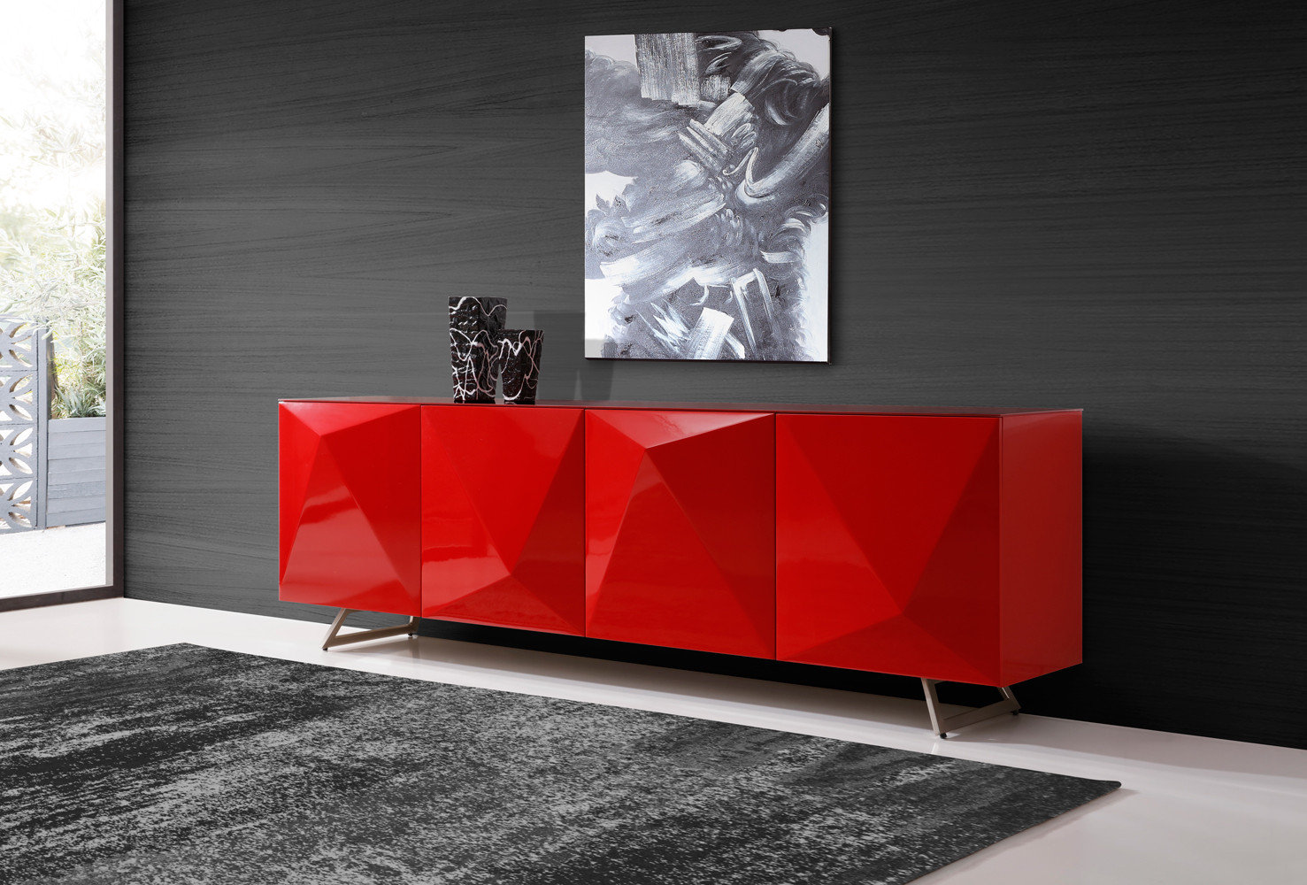 HomeRoots 94" X 18" X 29" Red Metal Buffet, 94 - Contemporary - Buffets ...