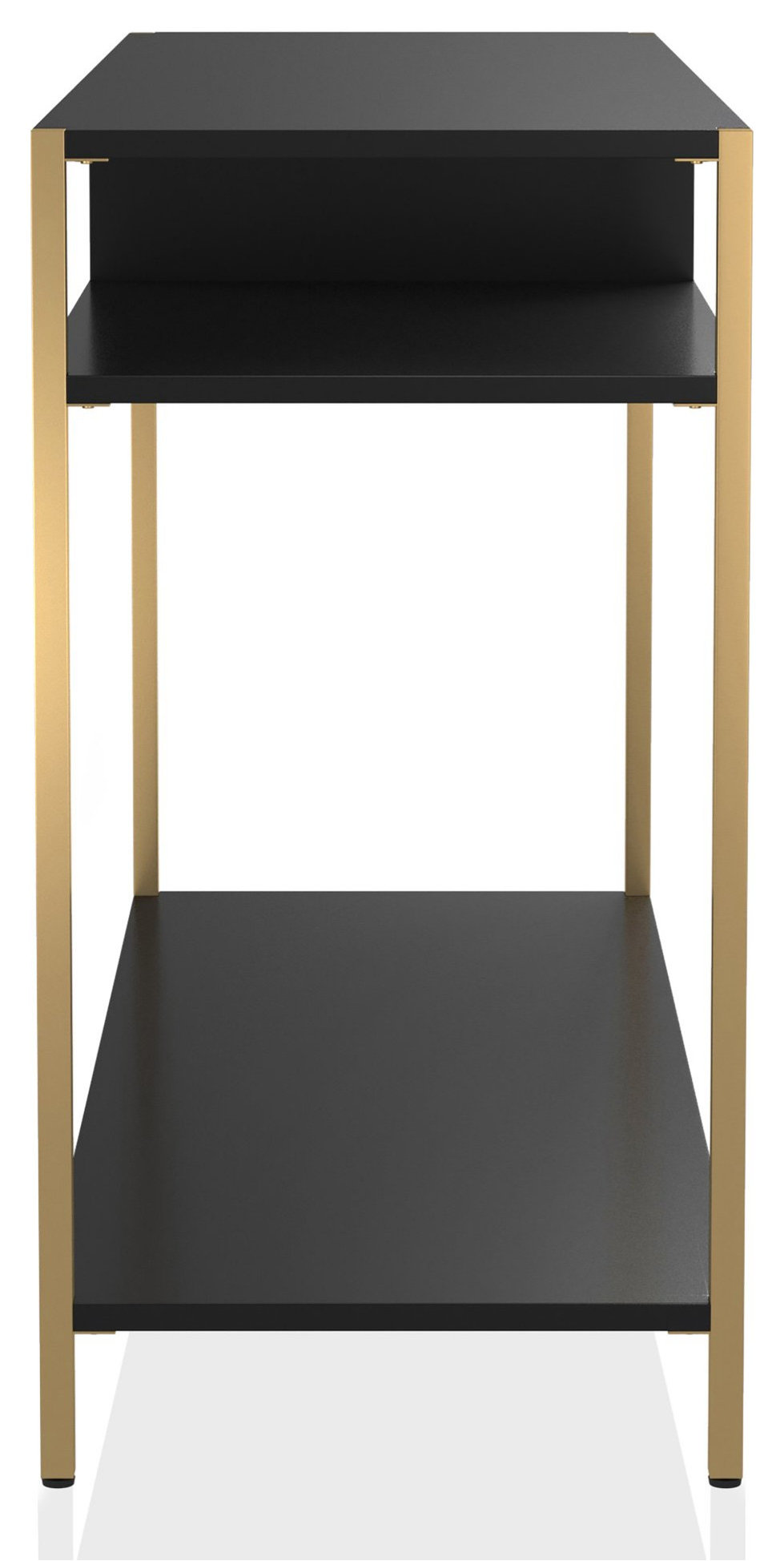 Contemporary Console Table, Golden Frame With Lower Shelf & 2 Cubbies ...