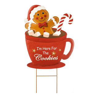 30.25"H Metal Gingerbread Man Yard Stake - Traditional - Outdoor ...