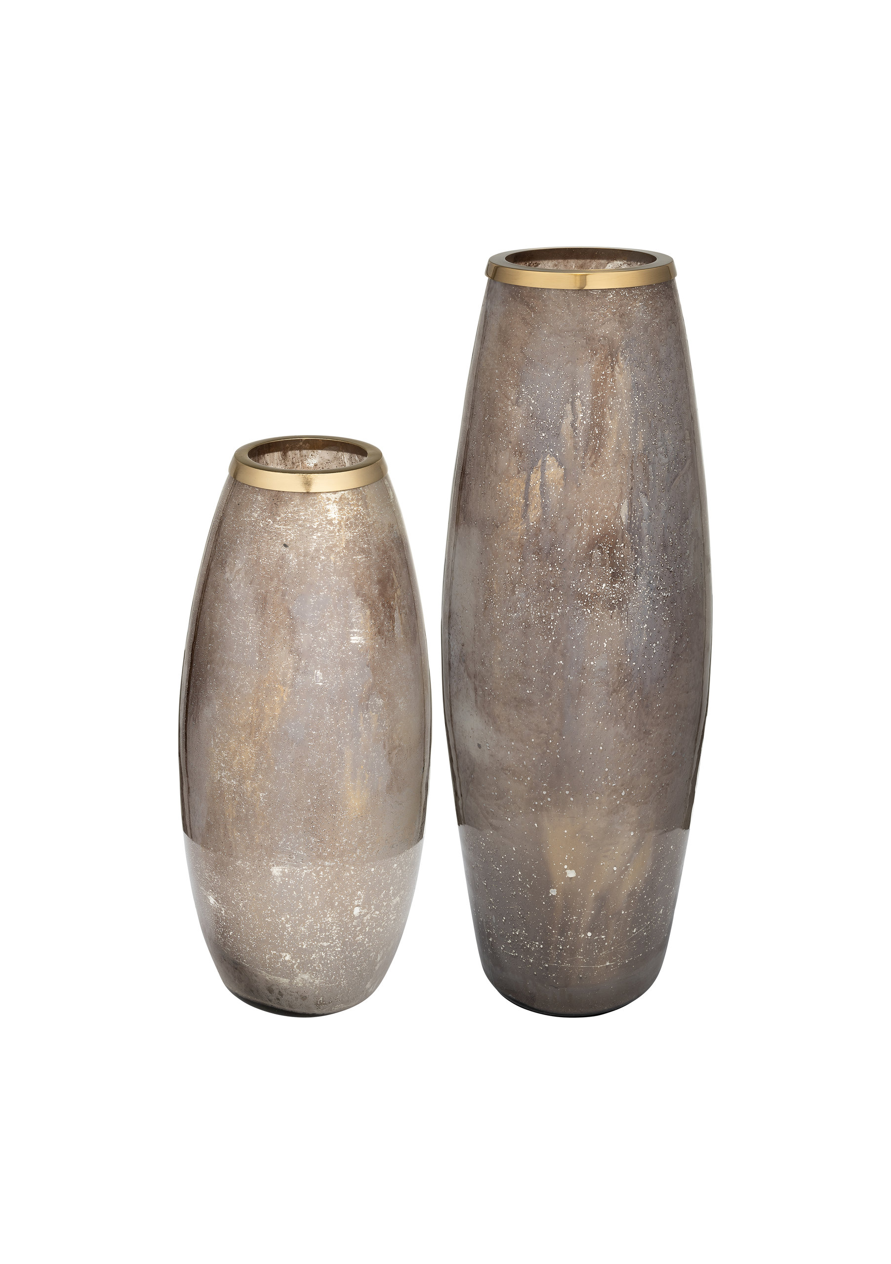 Sagebrook Home Contemporary Glass Champagne Vase With Metal Ring 17573 ...
