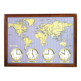 Rhythm's Around the World Wall Clock Clocks - Transitional - Wall ...