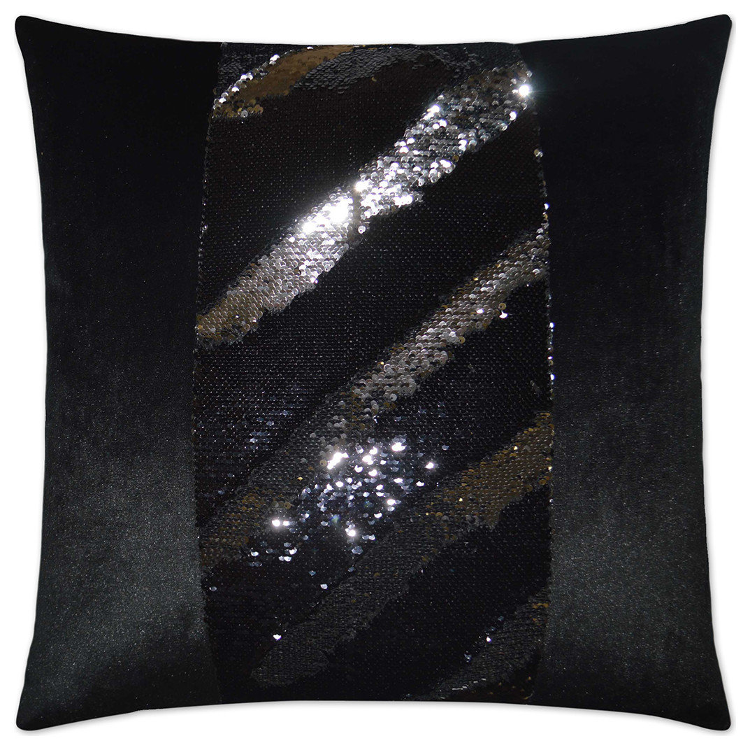 Hylee II Pillow - Black/Silver, 24" x 24" - Contemporary - Decorative ...