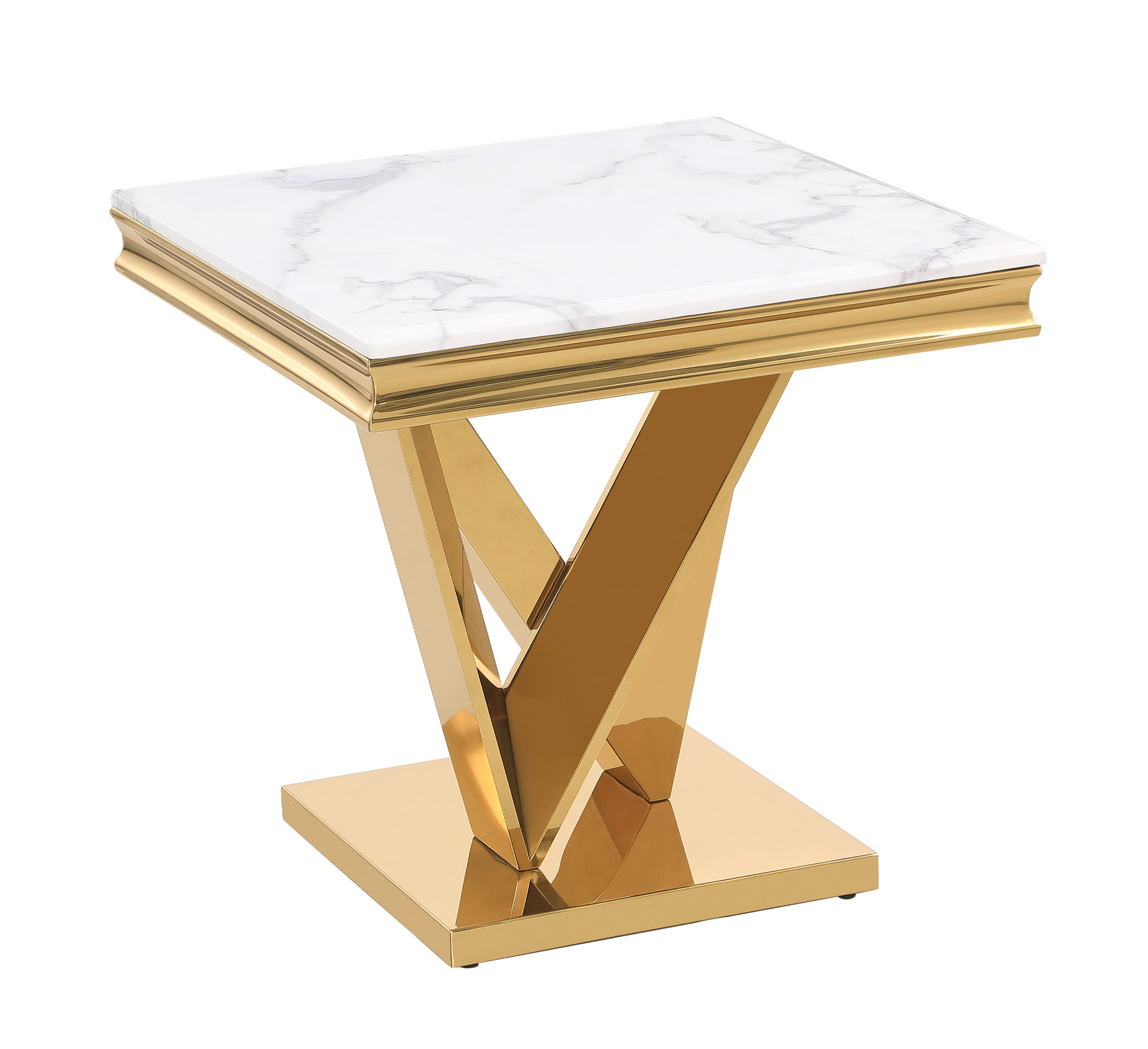 Thiago White Square Stone End Table - Contemporary - Side Tables And ...
