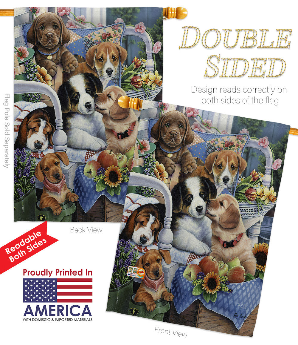 Country Pups Nature Pets Flags Set, 28" X 40" X 0.1" - Modern - Flags ...