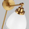 Wellfleet Single Arm Dome Task Sconce, Matte White and Burnished Brass ...