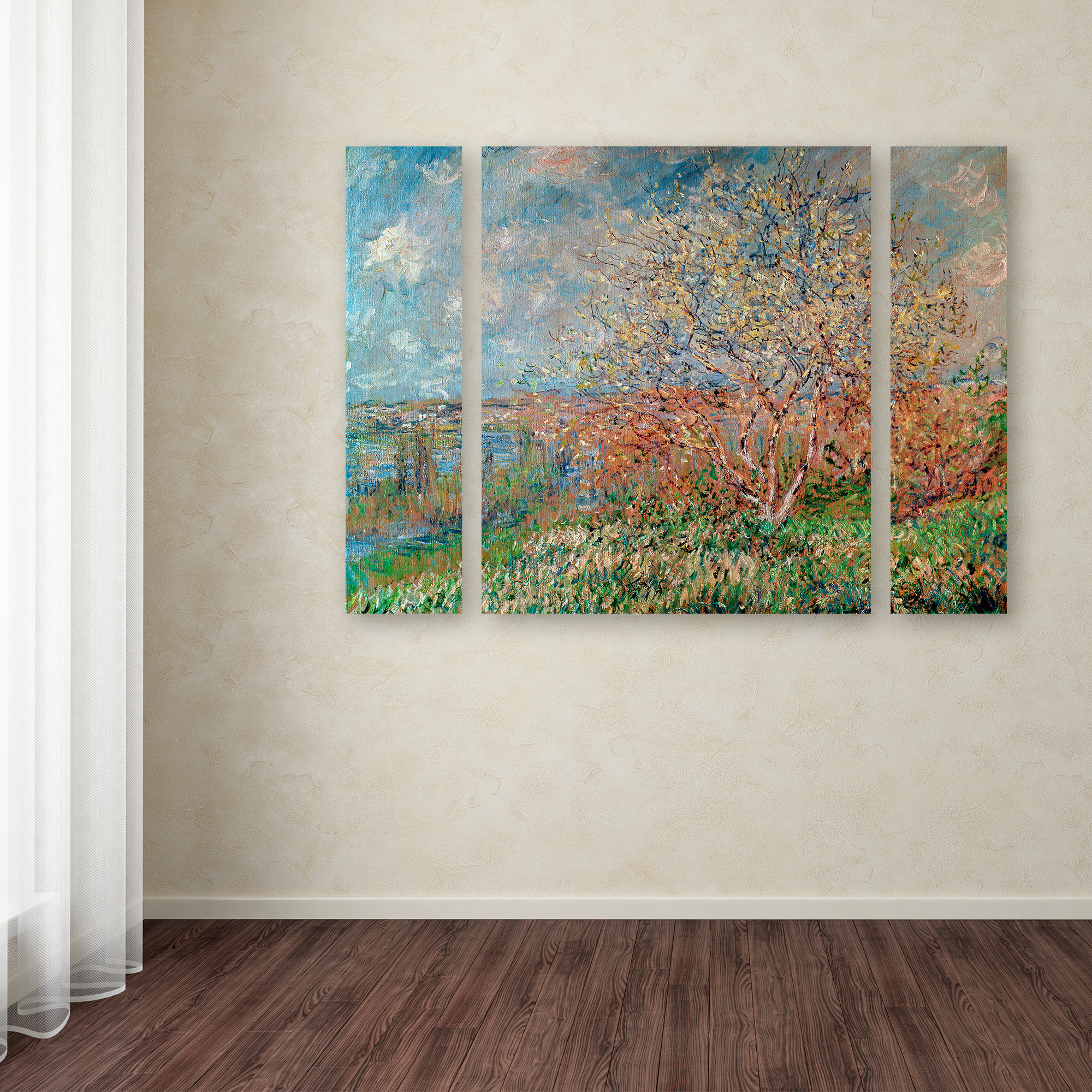 Claude Monet 'Spring 1880' Multi Panel Art Set, 41"x30" - Contemporary ...