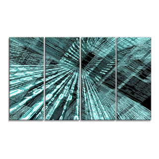 "Binary Code" Contemporary Art Canvas Print, 48"x28", 4 Panels ...