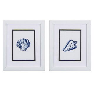 Clam Shell Wall Art, 2-Piece Set - Beach Style - Prints And Posters ...