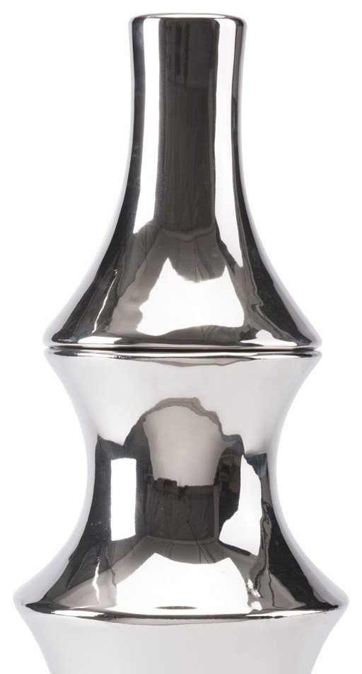 Modern Contemporary Decorative Vase Bottle Jar Decor, Silver, Ceramic ...
