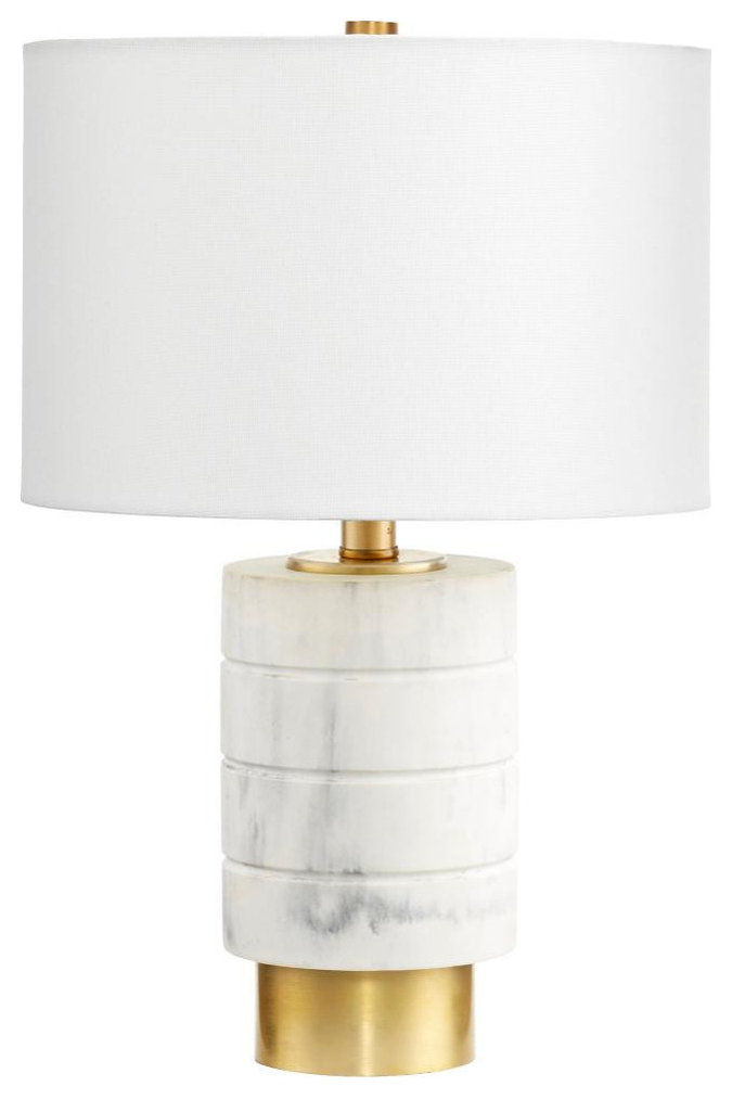 Casper Table Lamp, 1-Light, White, Iron, Marble, Linen Shade, 18.5"H ...