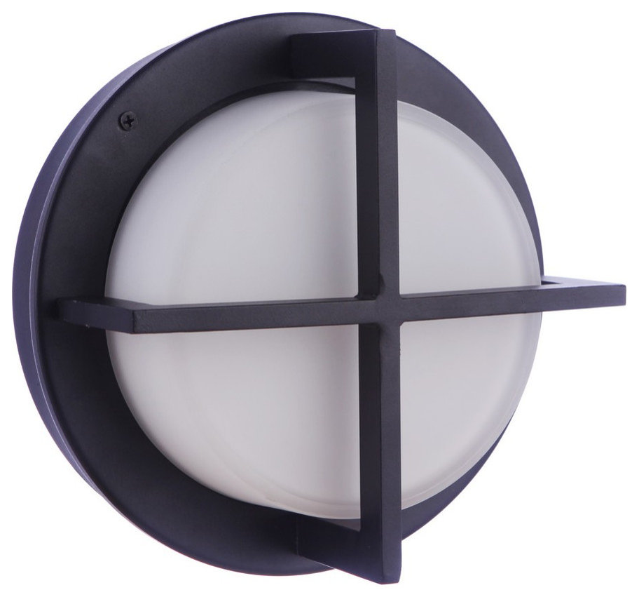 Bulkhead Round 2-Light Outdoor Bulkhead, Textured Black - Contemporary ...