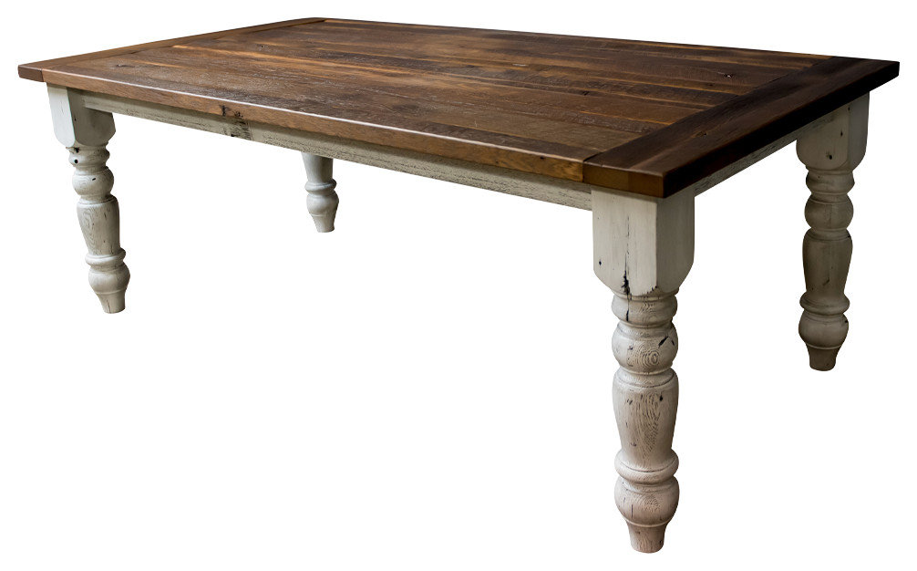 Walden White Base Farmhouse Dining Table, 42x54, 2 Breadboard Exts ...