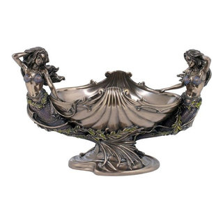 Twin Mermaids and Shell Tray, Myth and Legend, Cold Cast Bronze - Beach ...