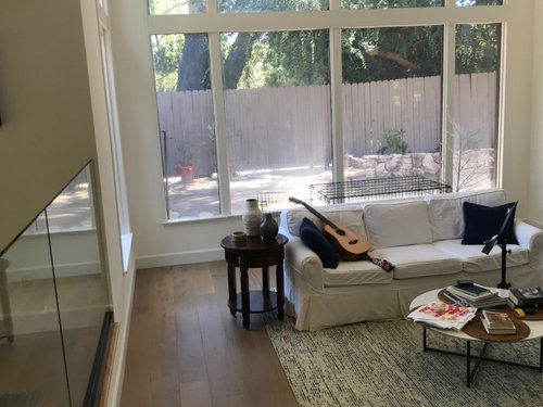 Suggestions for step down living room layout and chairs..