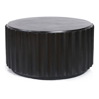 LuxenHome Black Cement Round Coffee Table - Contemporary - Outdoor ...