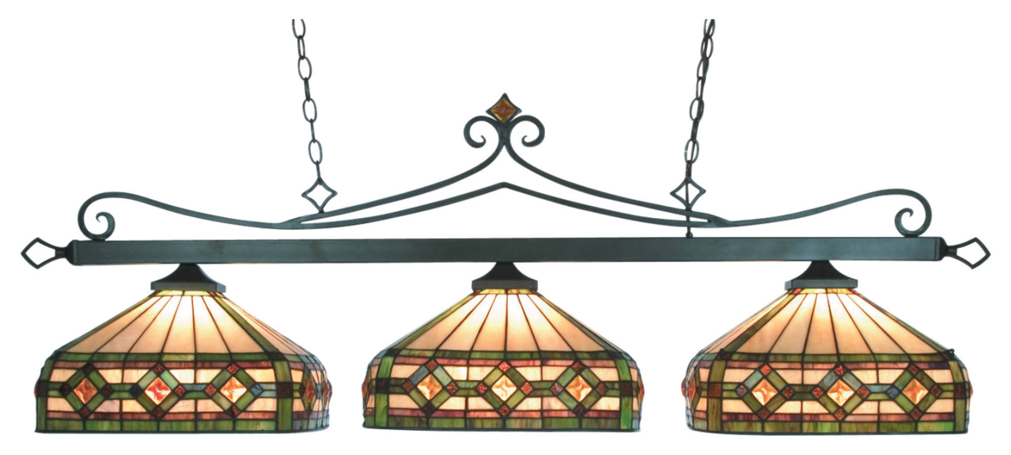 Tiffany 3-Light Island, Tiffany Bronze With T8 Shades - Victorian ...