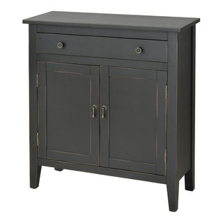 Holt 2 Door 1 Drawer Cabinet, Antique Black - Transitional - Accent ...