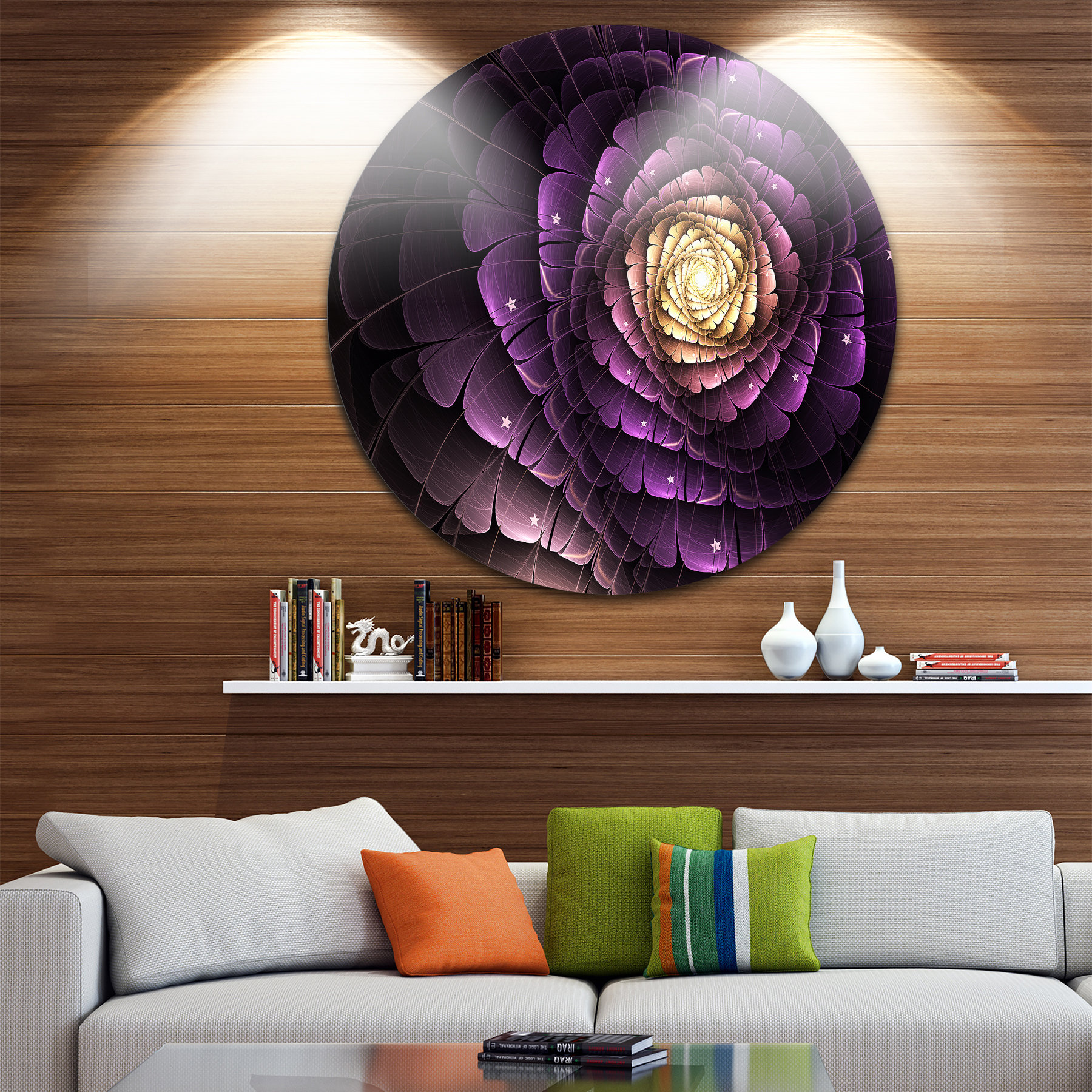 Fractal Flower Light Purple Digital Art, Flower Round Wall Art, Disc of ...