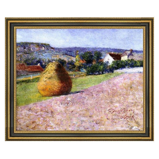 John Leslie Breck Grainstack- Giverny Framed Premium Canvas Print, 16 ...