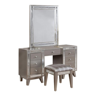 Coaster Leighton Contemporary Wood 3-piece Vanity Set Metallic Mercury ...