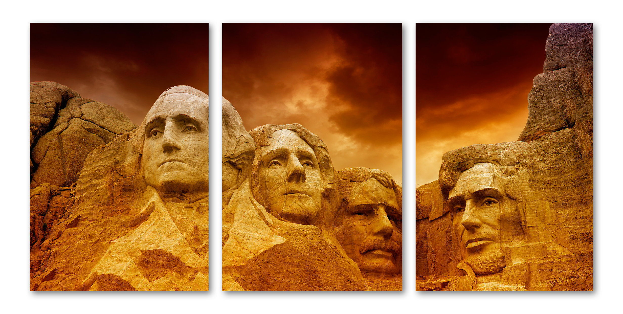Mount Rushmore Monument Canvas Print, 3 Panel Split, Triptych Wall Art ...