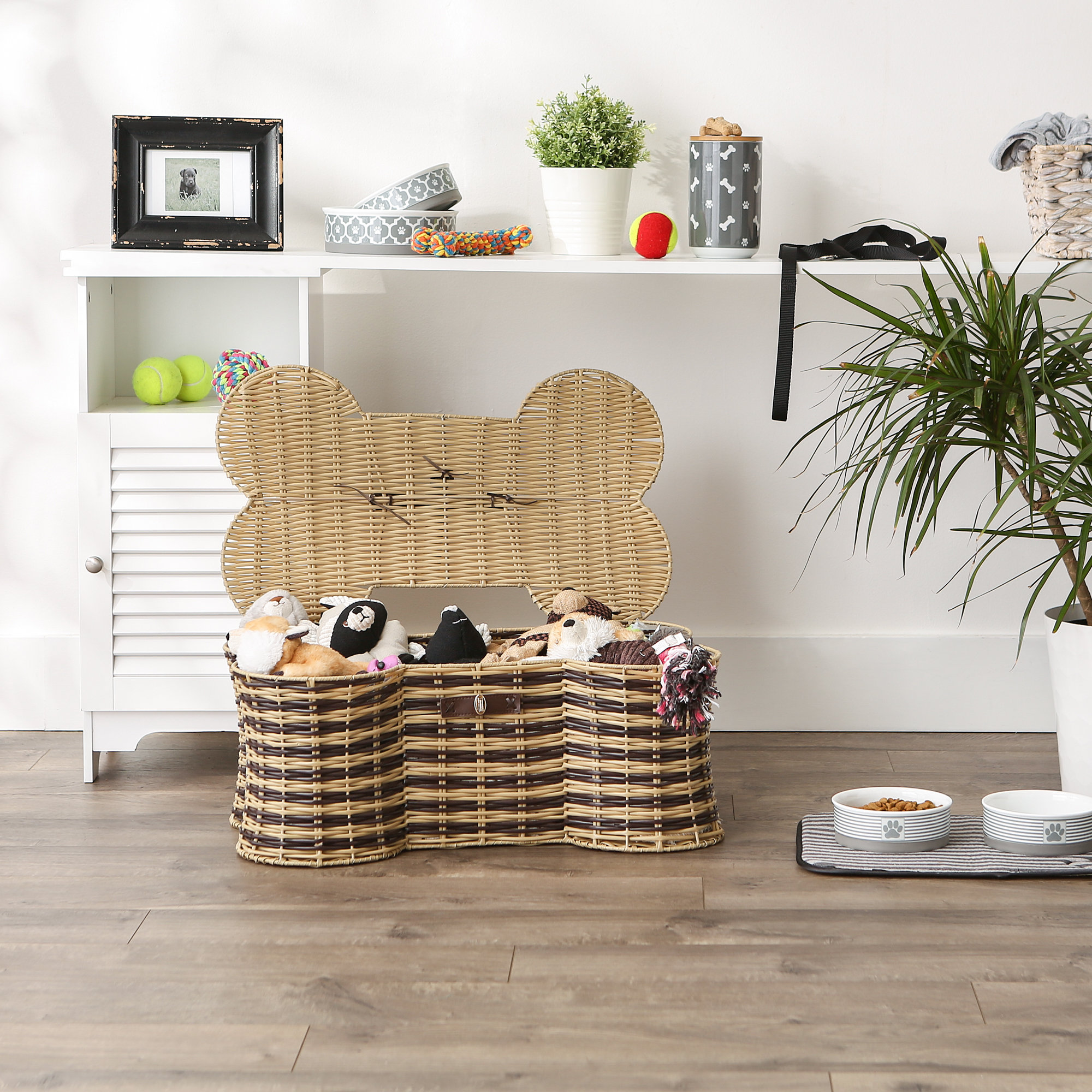 Stripe Bone Shape Toy Basket Large 24x15x9 - Pet Supplies - by Design ...