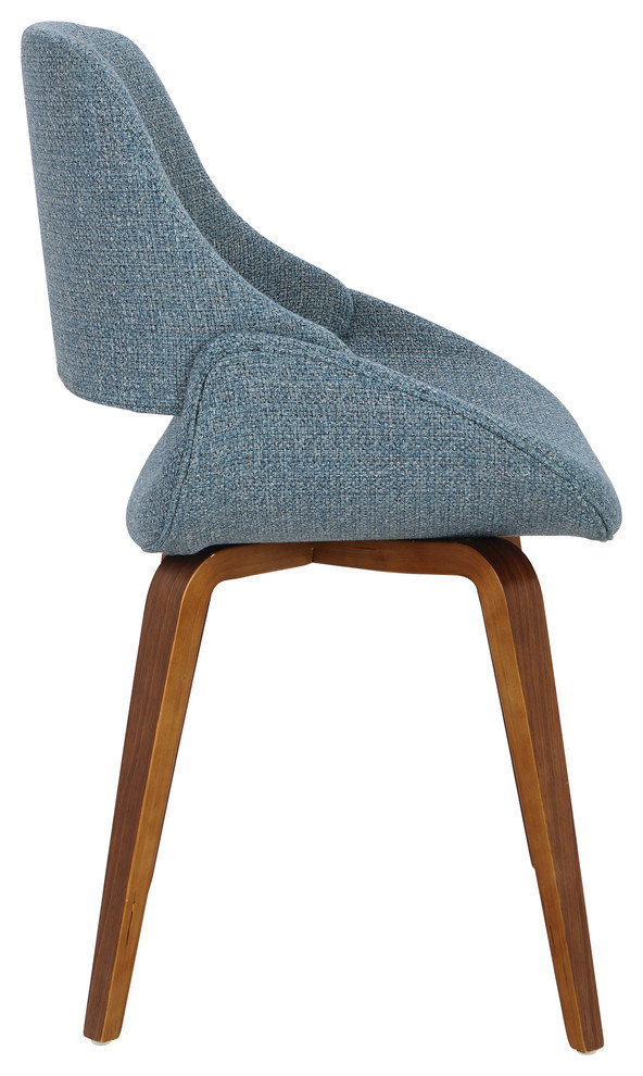 LumiSource Accent Chair, Walnut and Blue Noise, Set of 2 - Midcentury ...