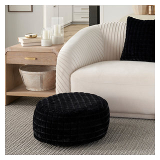 Waverly Pouf With inflatable insert Faux Rabbit Quilted 20" x 20" x 12 ...