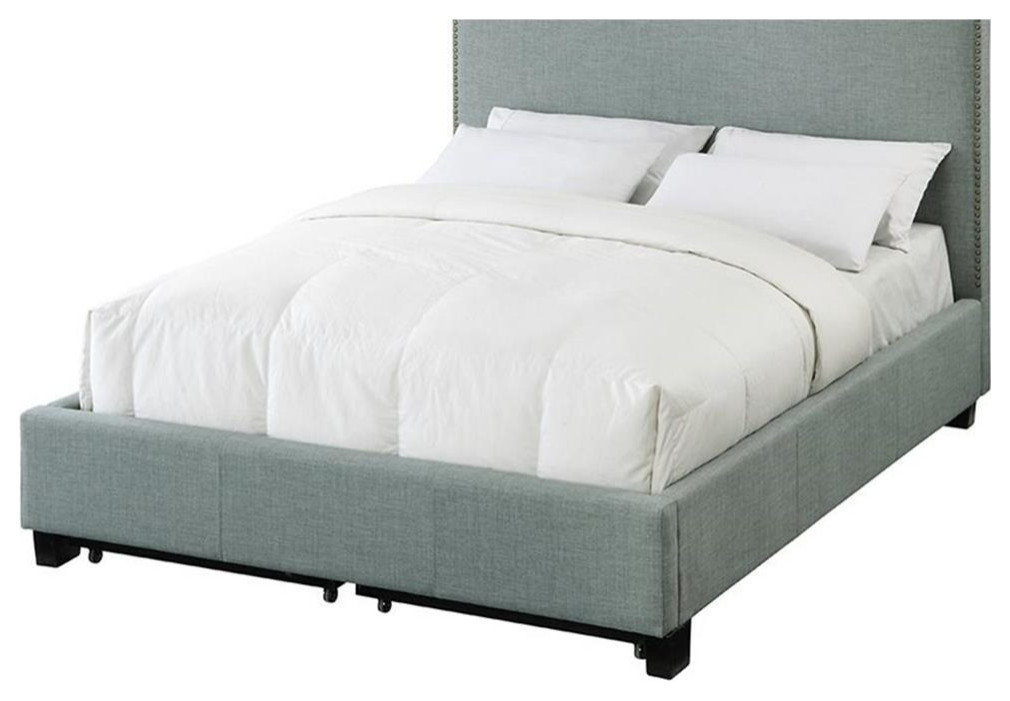 Modus Geneva Upholstered Queen Platform Storage Bed in Blue bird, King ...