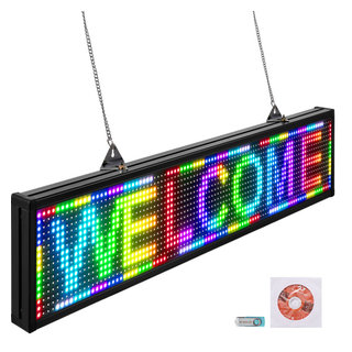 VEVOR Led Sign Digital Sign 38x6.5 Full-color Led Message Board Digital ...