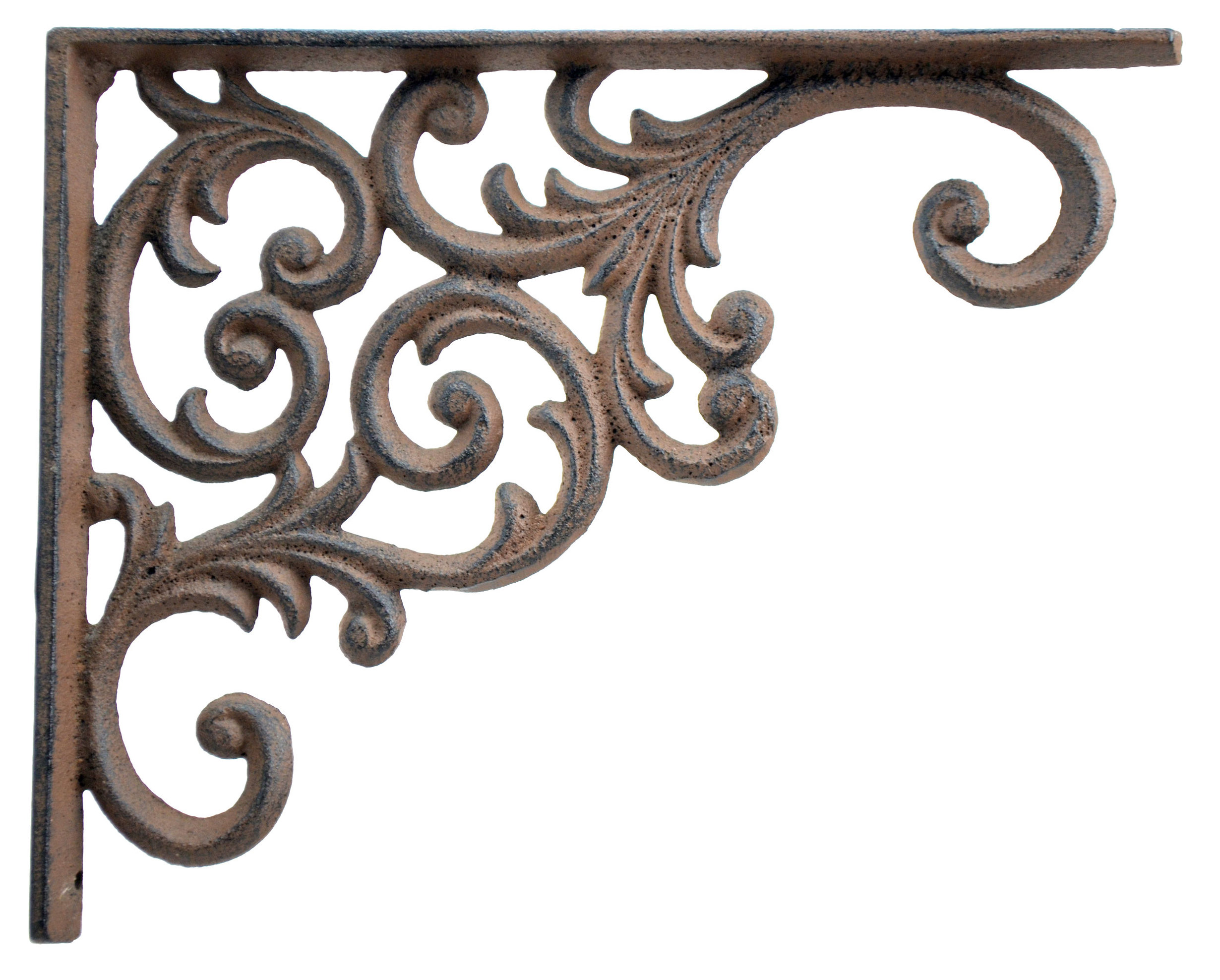 Wall Shelf Bracket, Ornate Vine Pattern, Brown Cast Iron, 9.375" Deep ...