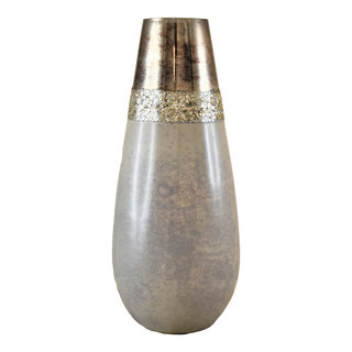 Glass, 15" Metallic Vase, Champagne - Contemporary - Vases - by Beyond ...