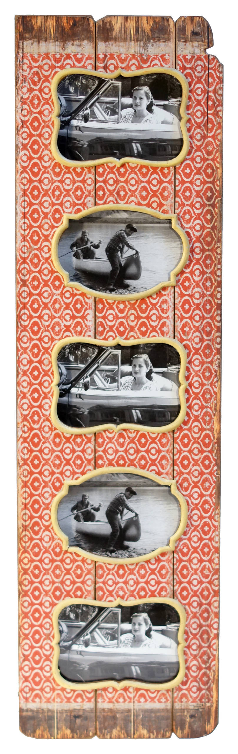 Vertical Wooden 5-Photo Frame With Raised Trim, Red - Rustic - Picture ...