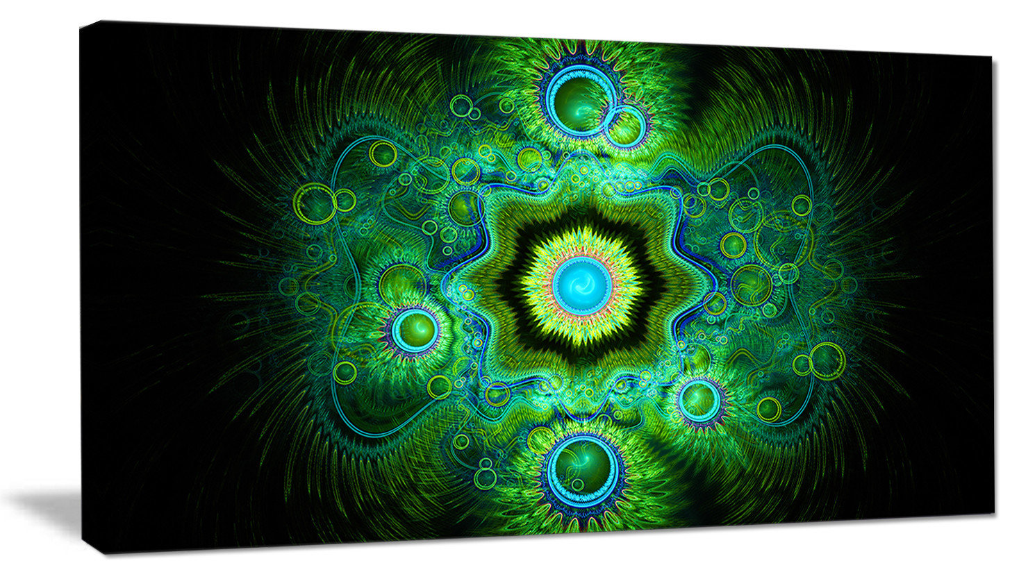 Cabalistic Bright Green Texture, Abstract Canvas Art Print, 32"x16"x1 ...