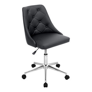 Marche Contemporary Adjustable Office Chair With Swivel, Black Faux ...
