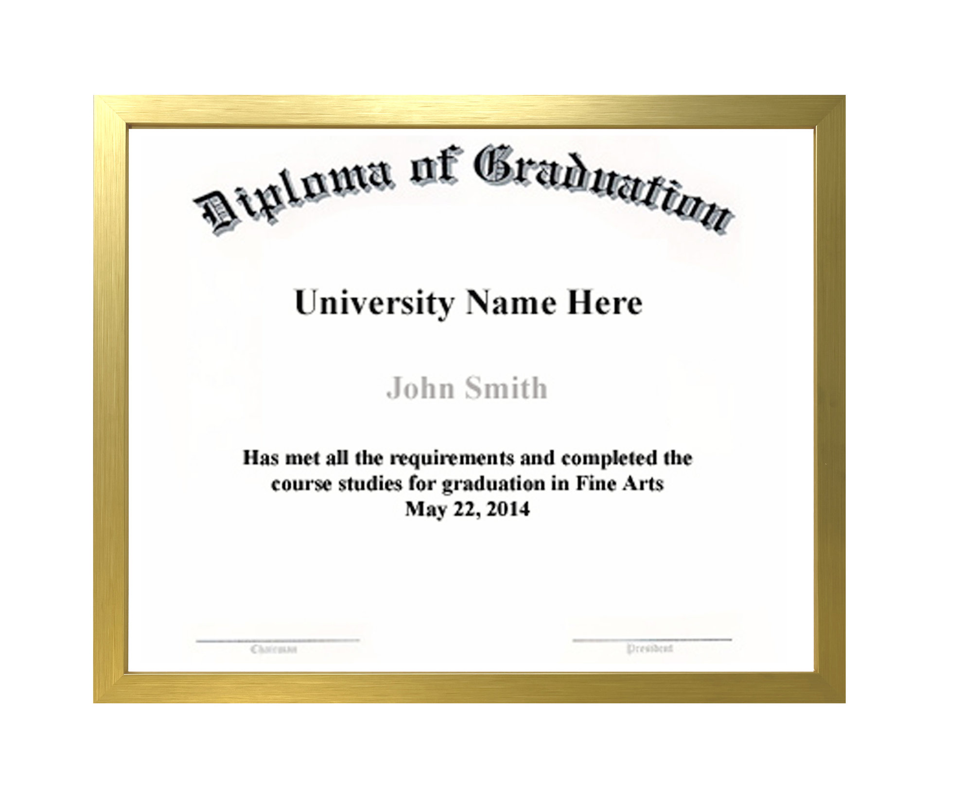 Diploma and Document Frame, Brushed Gold, 12x16 - Contemporary ...