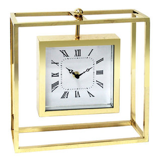Stunning Metal Table Clock, Gold - Contemporary - Desk And Mantel ...