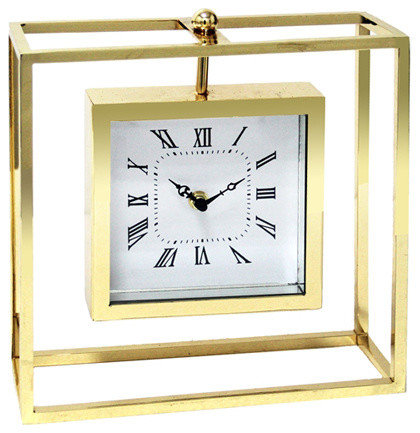 Stunning Metal Table Clock, Gold - Contemporary - Desk And Mantel ...
